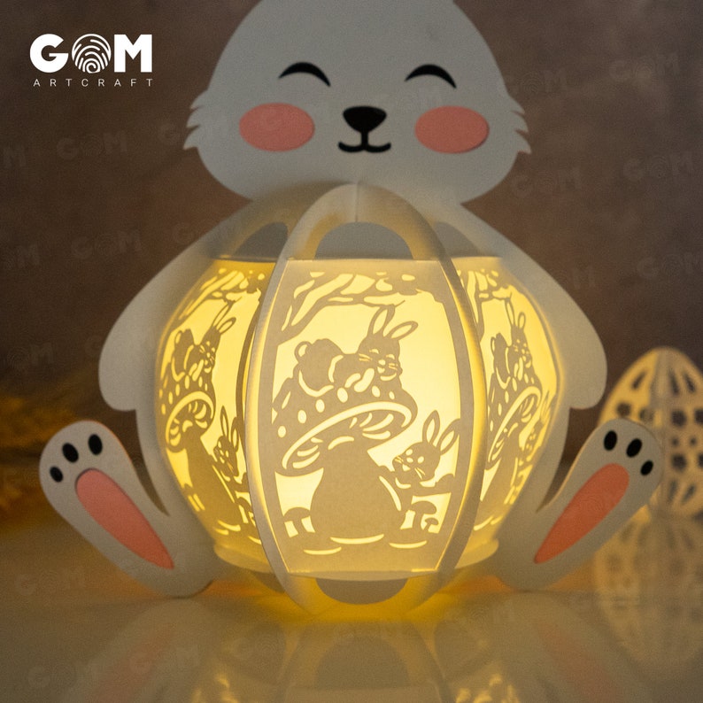 Bunny Lantern SVG Template – Easter Paper Cut, Cricut Project (digital ...