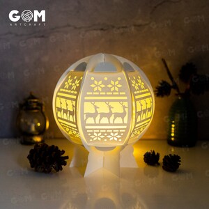Snowball Lantern SVG Deer Motif Lantern Template Merry Christmas DIY ...