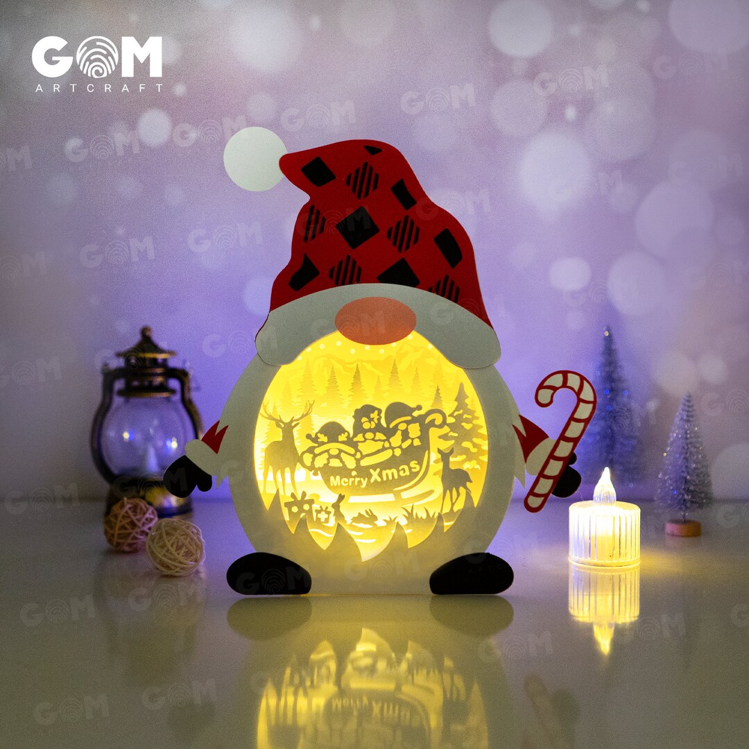 Gnomes Shadow Box SVG - Gnomes on Sleds - DIY Christmas Ornaments ...