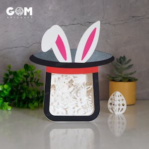 Pack 3 Rabbit Hat Shadow Box SVG for Cricut Projects - Easter Eggs ...
