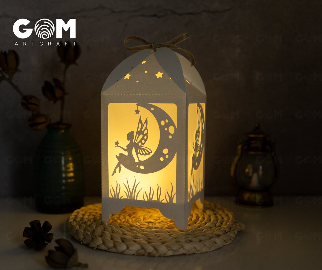 Moon Fairy Lantern Template - Paper Cut - Light Box SVG File - DIY ...