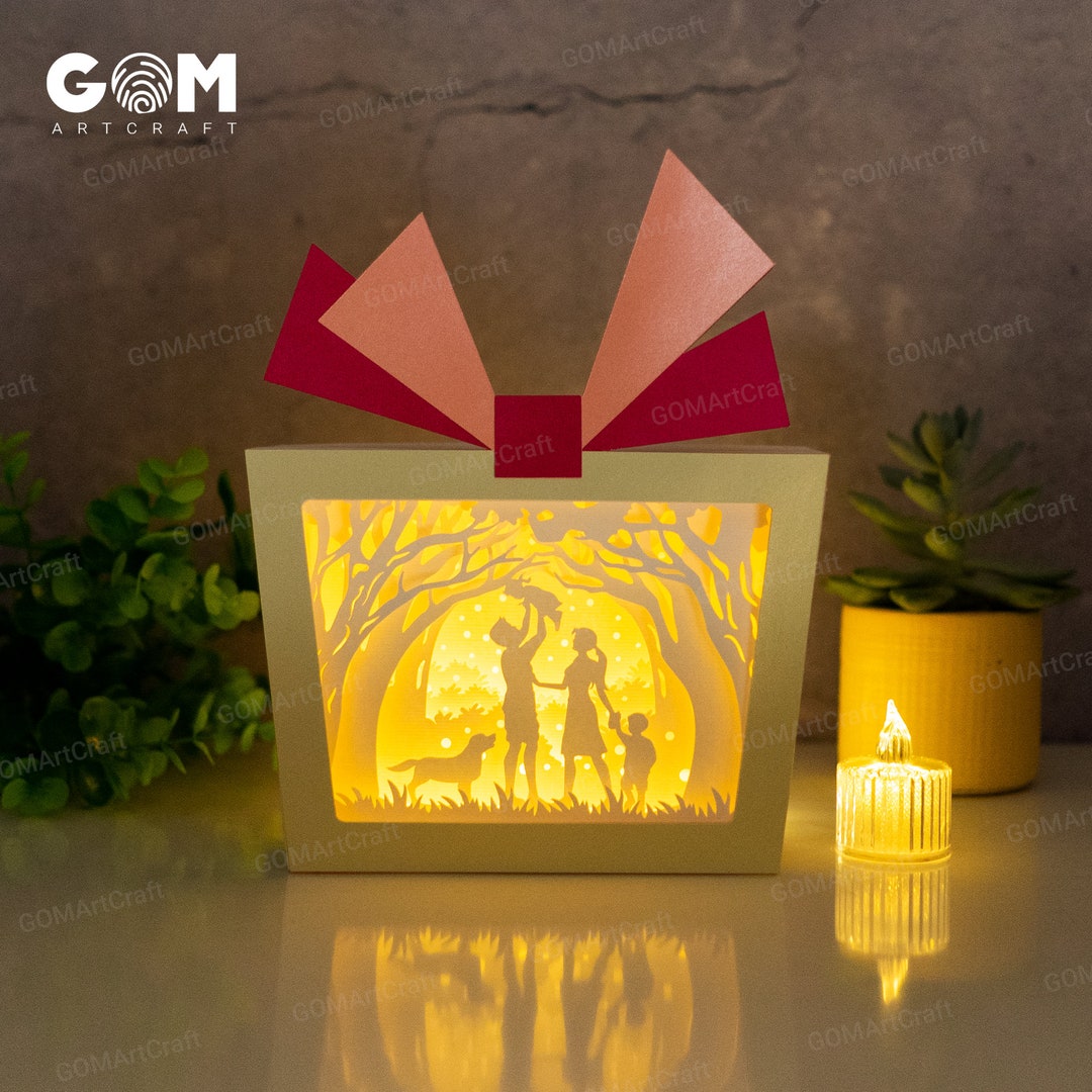 Gif Box Lanterns Family Day SVG - Family Day Shadow Box SVG - Gif Box ...