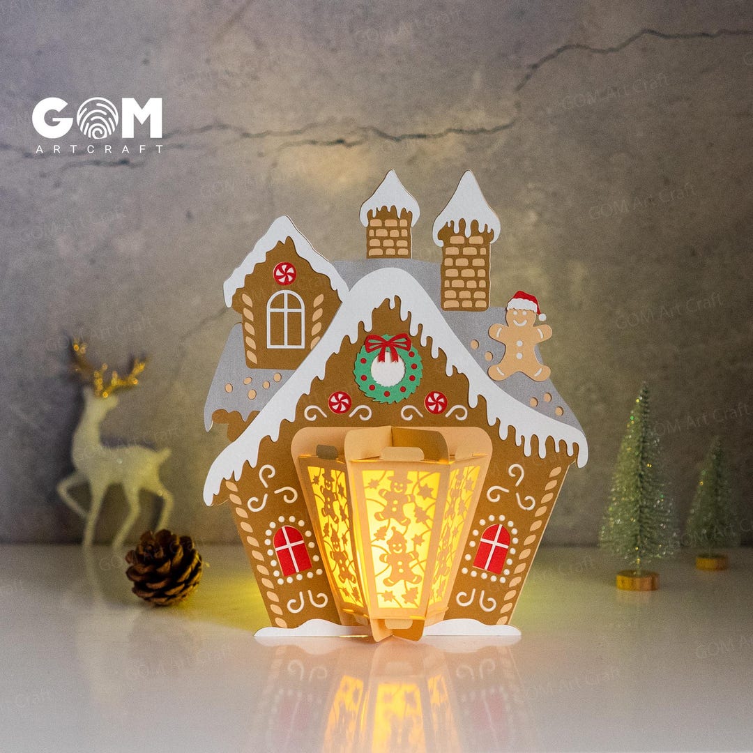 Gingerbread House Lantern SVG - Gingerbread Christmas Lantern - DIY ...