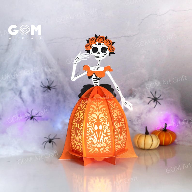 Catrina Lantern Template SVG, Day of the Dead Lantern, DIY Halloween ...