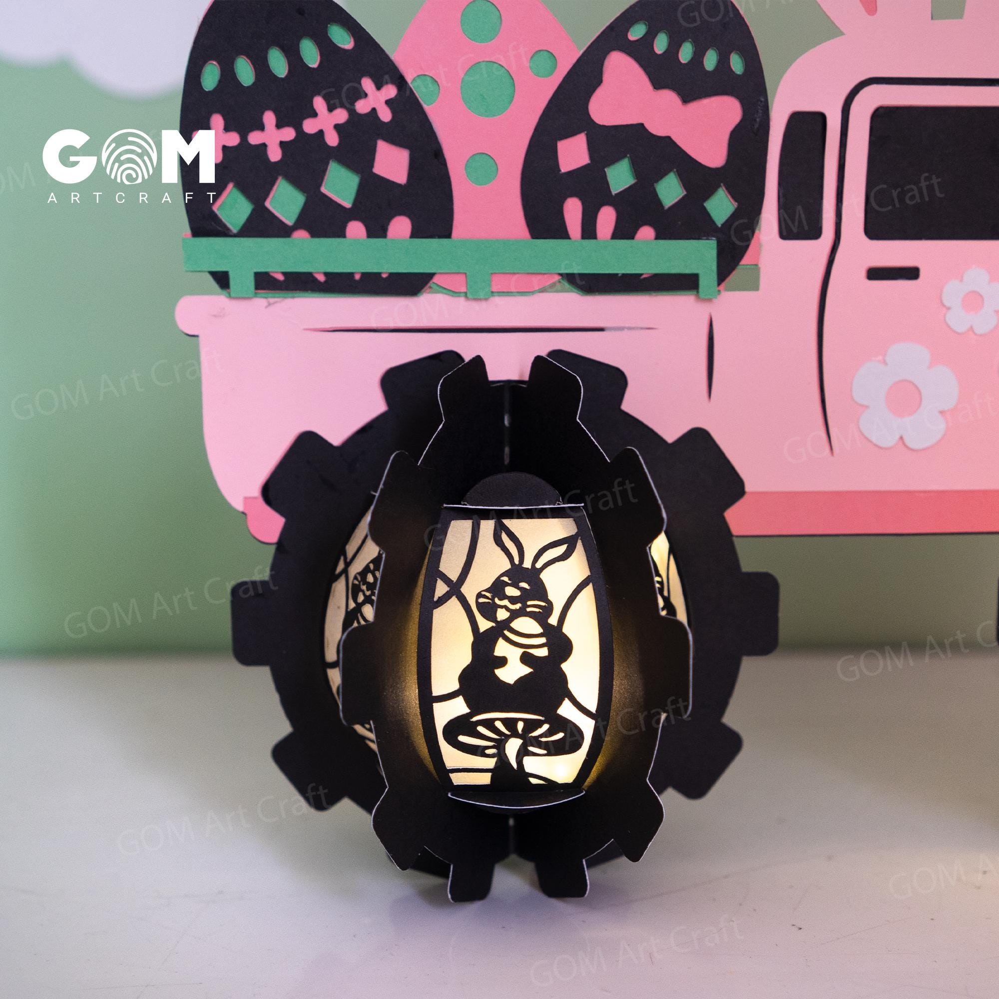 Set 3 Easter Truck Lantern, Gnomes Drive Eggs Lantern SVG, Cycling ...
