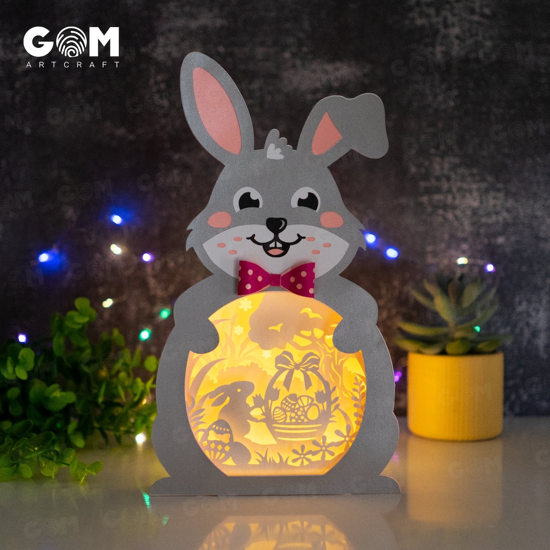 Bunny Cute Lantern SVG - Easter Eggs Paper Cut Template - Easter Paper ...