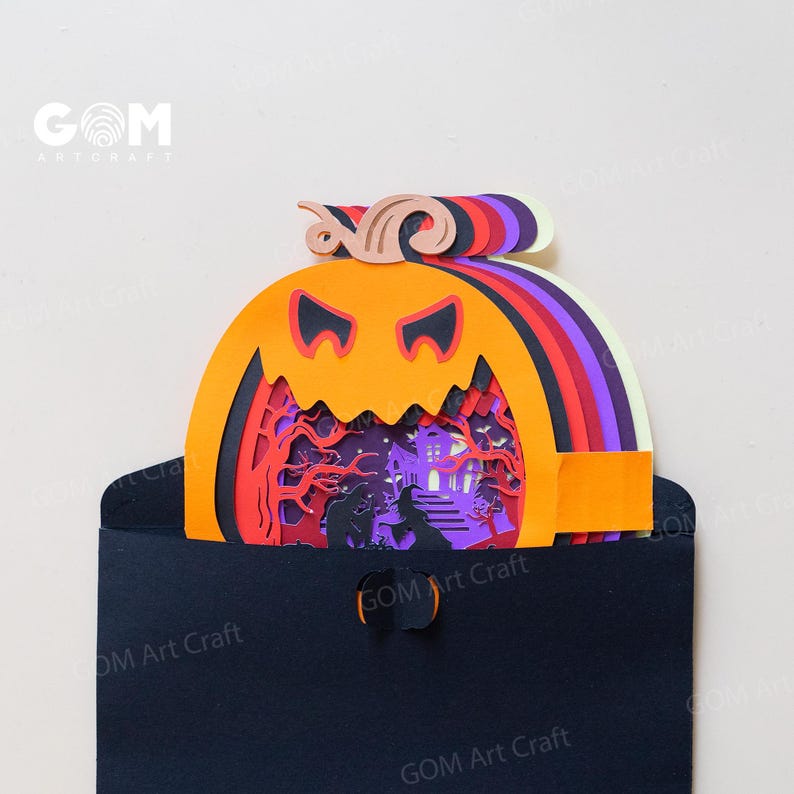 Halloween 3D Papercut Card Set, Pumpkin Lantern, DIY (svg, Pdf, Png) - Etsy