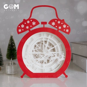 Christmas Clock Shadow Box SVG - Merry Christmas Paper Template SVG ...