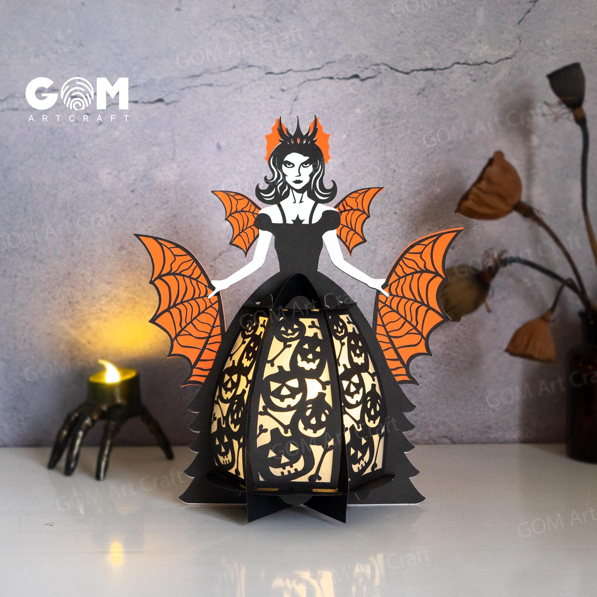 Pack 3 Witch Lantern Template SVG, DIY Halloween Lantern Paper Cut ...