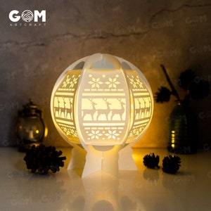 Snowball Lantern SVG Deer Motif Lantern Template Merry Christmas DIY ...