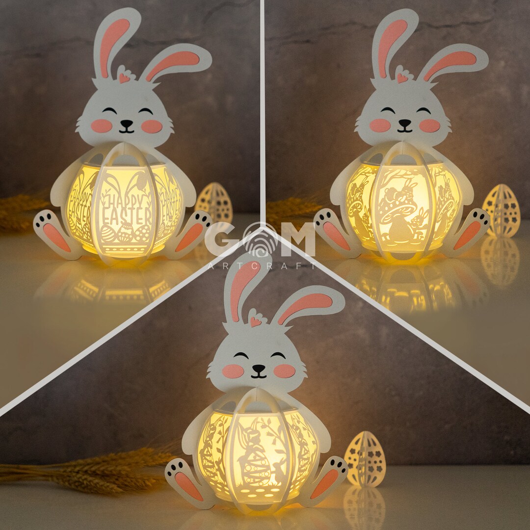 Pack 3 Bunny Lantern SVG - Happy Easter Day - Easter Egg Lantern for ...