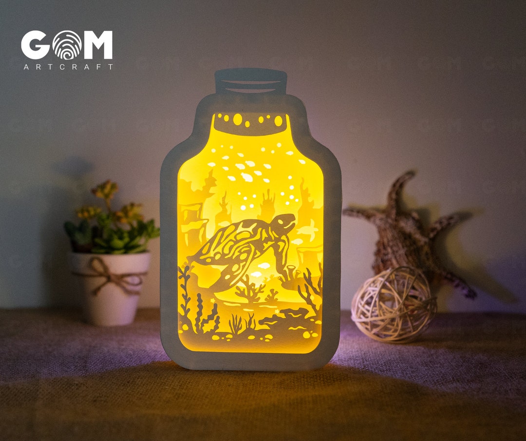 Sea Turtle Shadow Box - Papercut Sea Turtle Light Box - Paper Cut ...