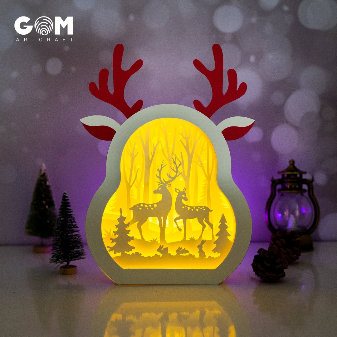 Reindeer Couple Shadow Box Christmas Shadow Box DIY Lightbox Christmas ...