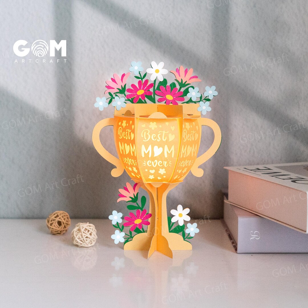 Trophy Mother Day Lantern, Flower Lantern Template SVG, Mother's Day ...