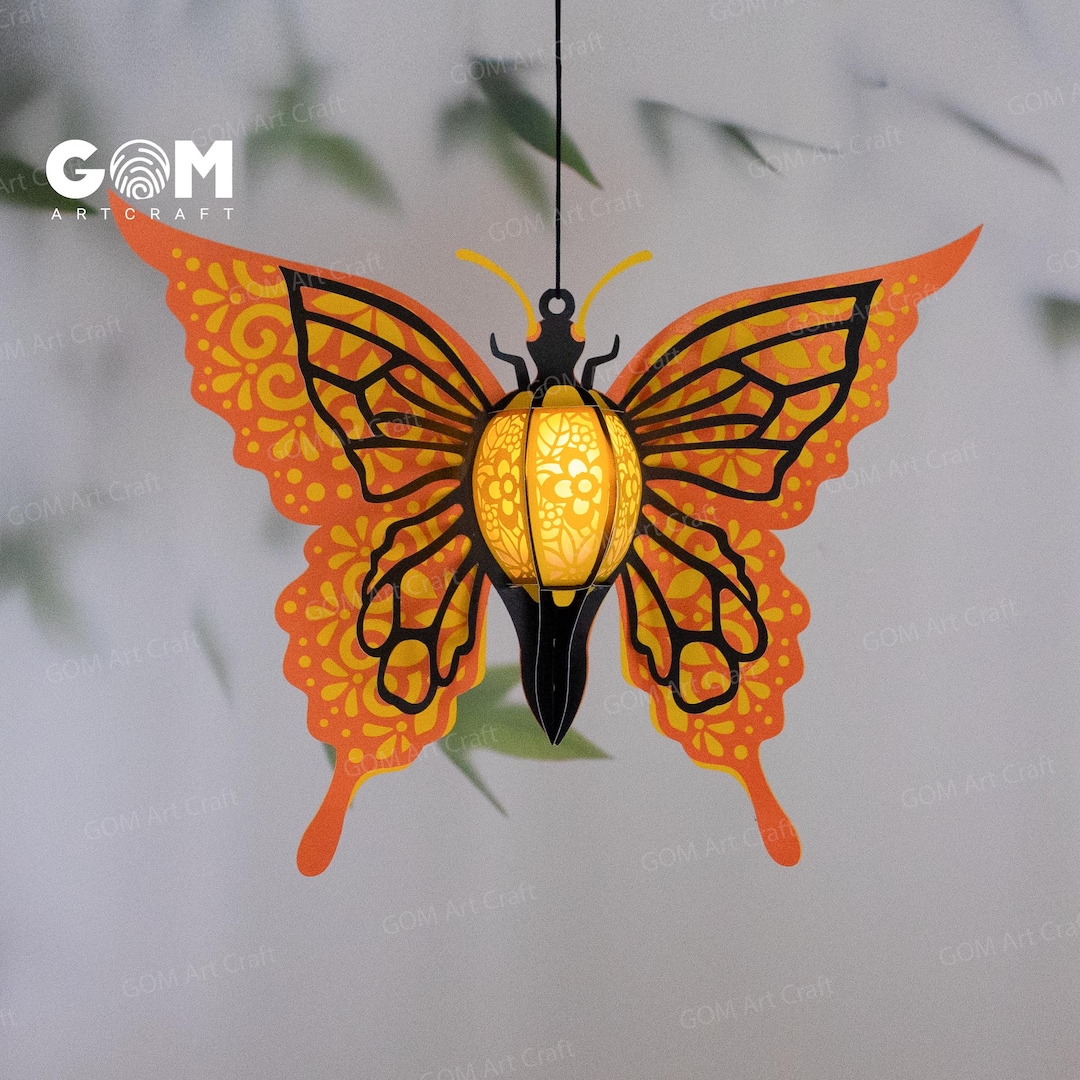 Butterfly Lantern Lantern SVG - Insect Lantern SVG Template - Butterfly ...
