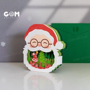 Set 3 Christmas Pop-up Card 3D, Santa Claus-snowman-reindeer Pop-up ...