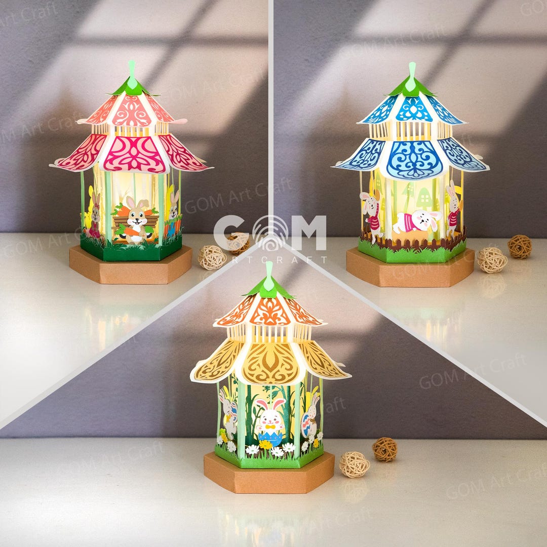 Bunny Lantern SVG Template Set – DIY Easter Paper Cut (svg, Png, Pdf ...