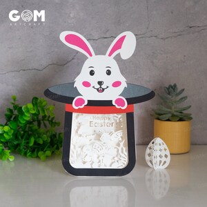 Pack 3 Rabbit Hat Shadow Box SVG for Cricut Projects - Easter Eggs ...