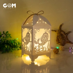 Pack 4 Lantern Ocean Template SVG - Jellyfish, Mermaid, Turtle, Whale ...