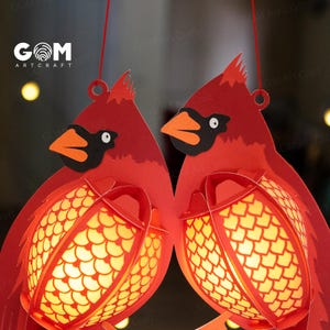 Cardinal Bird Couple Lantern Template - Cardinal Bird Christmas Lantern ...
