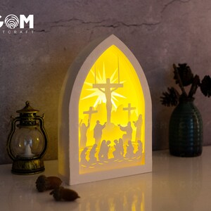 Jesus on Cross Domed Shadow Box SVG - Paper Cut Template - Light Box ...
