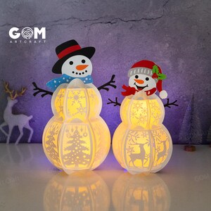 Snowman Family Lantern Template, DIY Lantern Christmas Ornaments, Paper ...