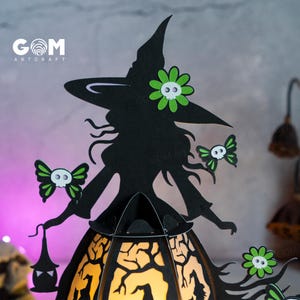 Set 3 Witch Lantern Template - DIY Halloween Lantern Paper Cut - Witch ...