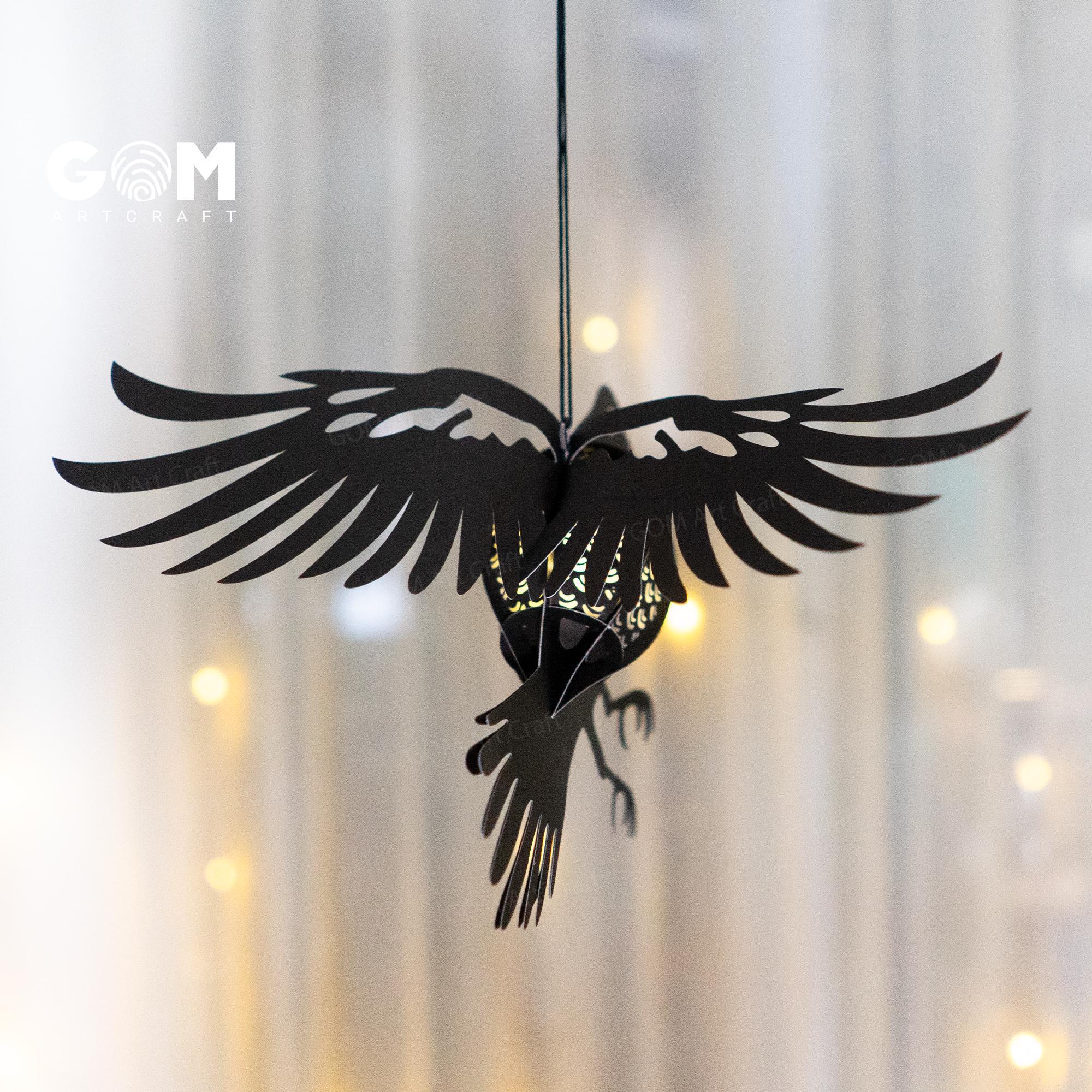 Set 3 Crow Lantern SVG - Hanging Crow Lantern Template - Crow Paper ...