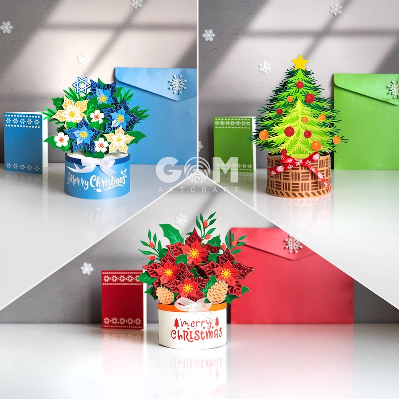 3d Christmas Pop up Cards - Etsy