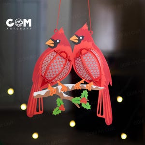 Cardinal Bird Couple Lantern Template - Cardinal Bird Christmas Lantern ...