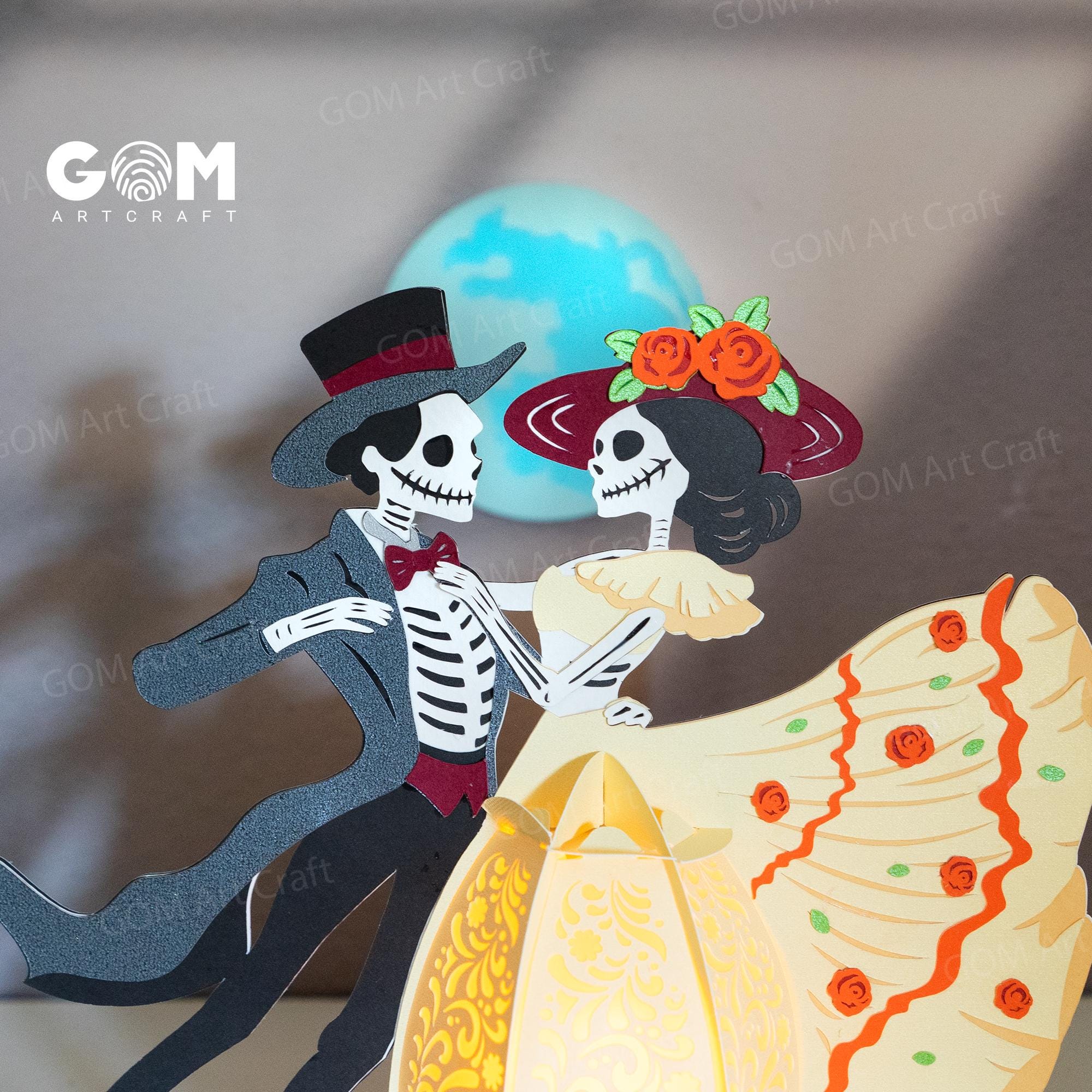 Couple Catrina Lantern Template SVG, Wedding Halloween SVG, Day of the ...