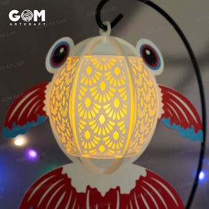Set 2 Fish Lantern SVG - Goldfish Lantern Paper Cut - DIY Fish Paper ...