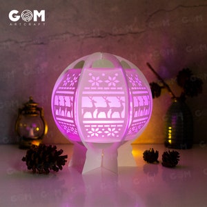 Snowball Lantern SVG Deer Motif Lantern Template Merry Christmas DIY ...