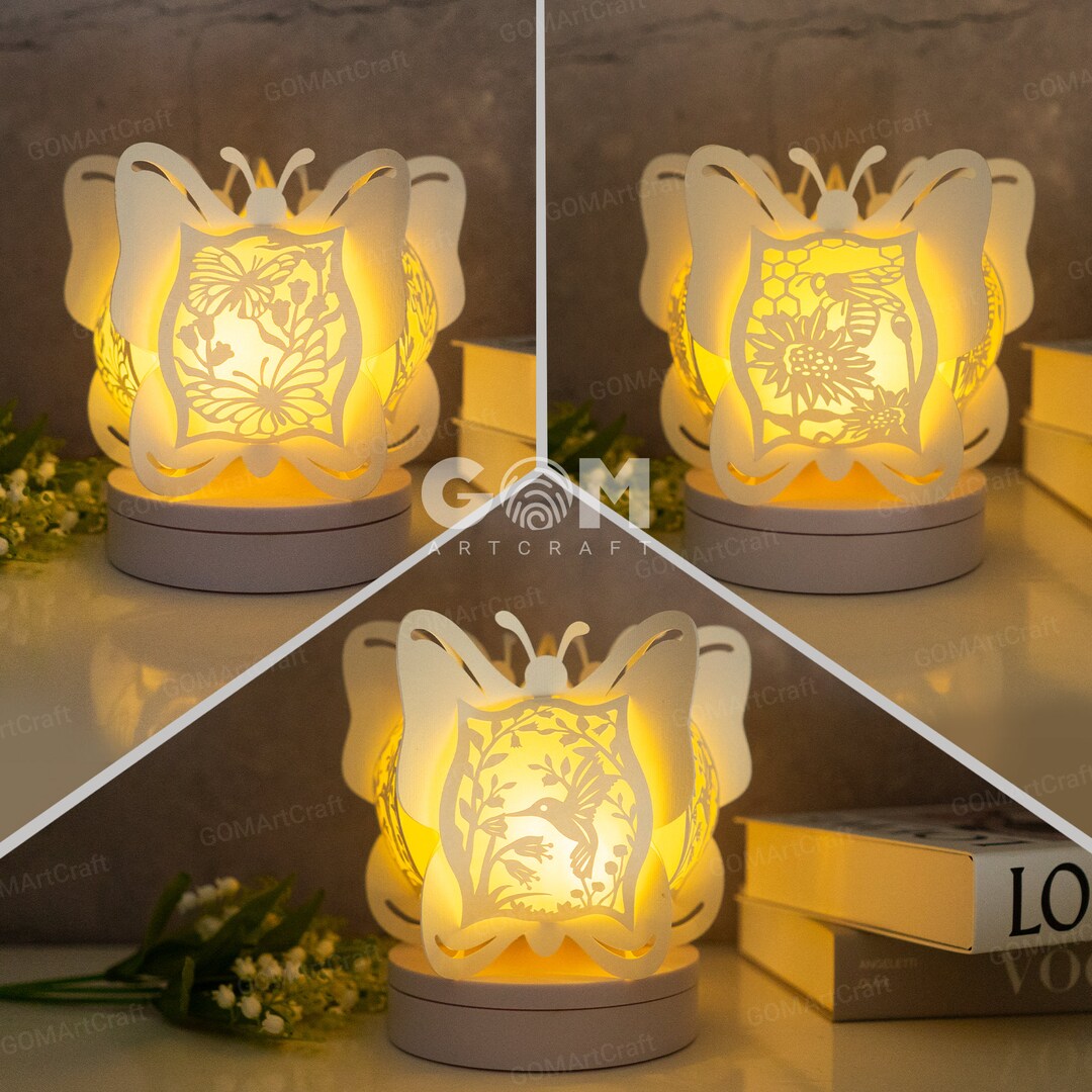 Pack 3 Butterfly Lanterns SVG - Lanterns Butterfly - Bee Lanterns ...