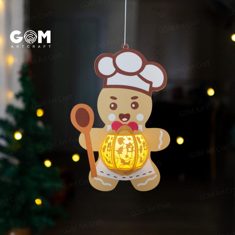 Set 5 Gingerbread Lantern SVG - Hanging Gingerbread Christmas Lantern ...