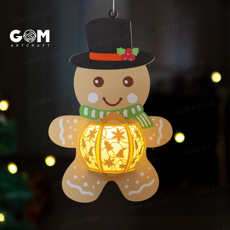 Set 5 Gingerbread Lantern SVG - Hanging Gingerbread Christmas Lantern ...