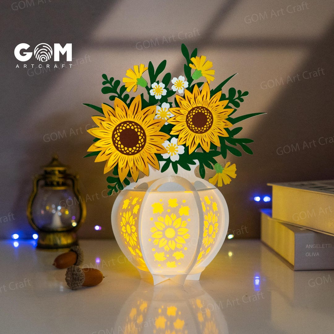 Sunflower Vase Lantern Template, Autumn SVG (digital Download) - Etsy