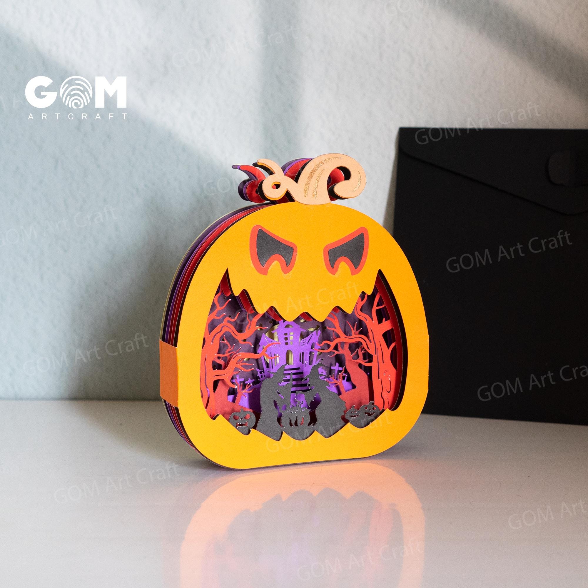 Halloween 3D Papercut Card Set, Pumpkin Lantern, DIY (svg, Pdf, Png) - Etsy