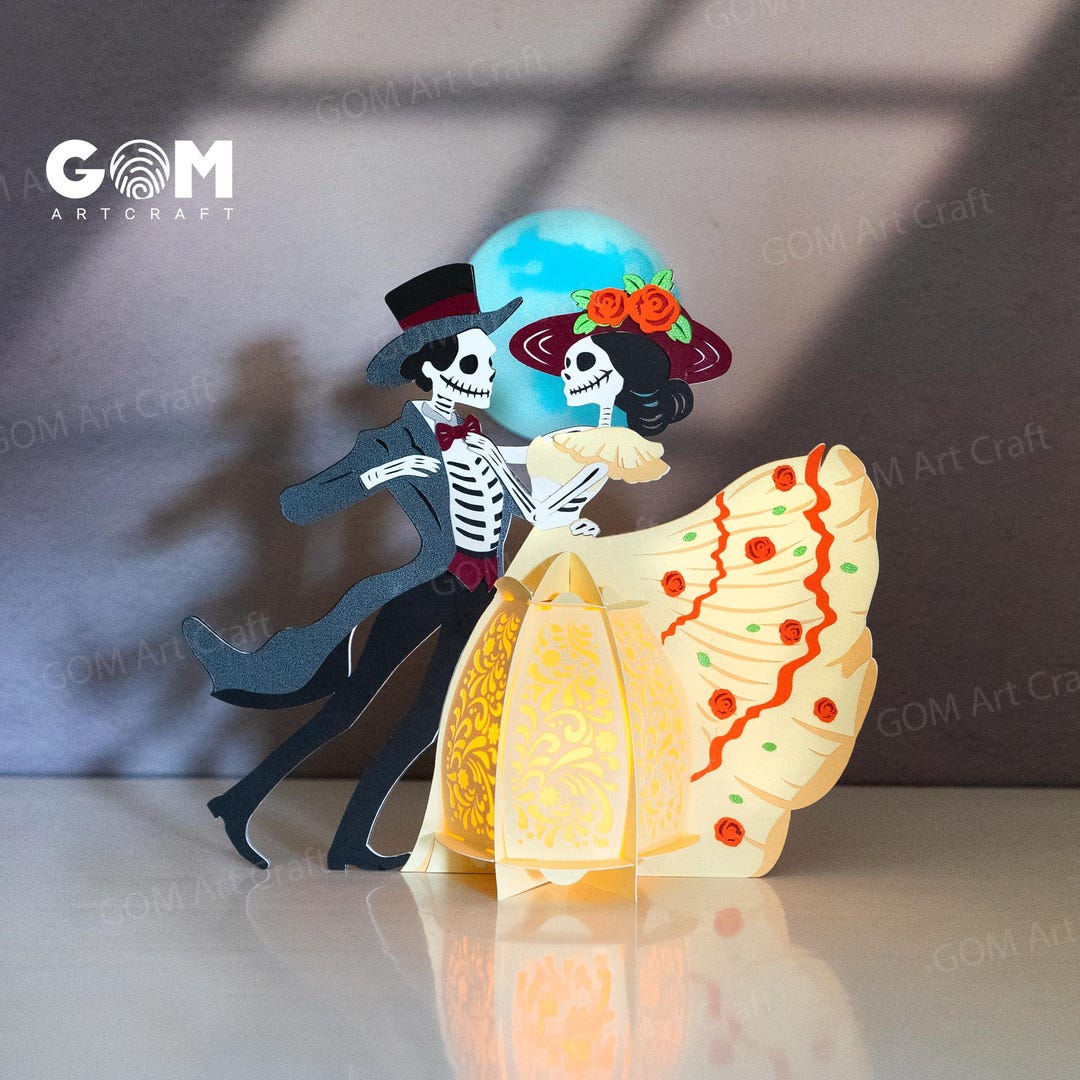 Couple Catrina Lantern Template SVG, Wedding Halloween SVG, Day of the ...