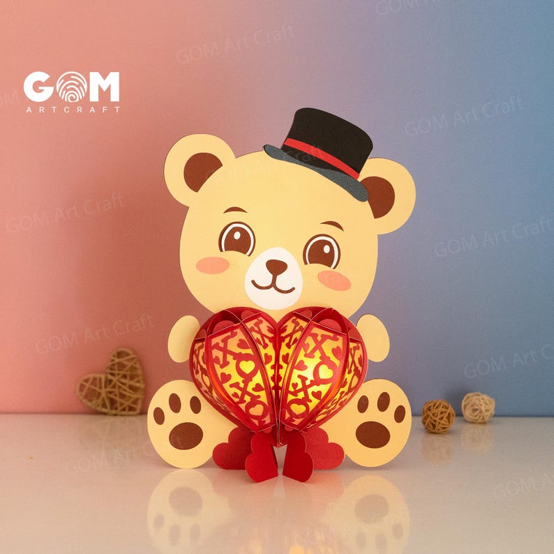 Set 2 Bear Hugs Heart Lantern SVG, Heart Shaped Lantern SVG, DIY ...