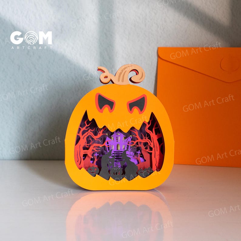 Halloween 3D Papercut Card Set, Pumpkin Lantern, DIY (svg, Pdf, Png) - Etsy