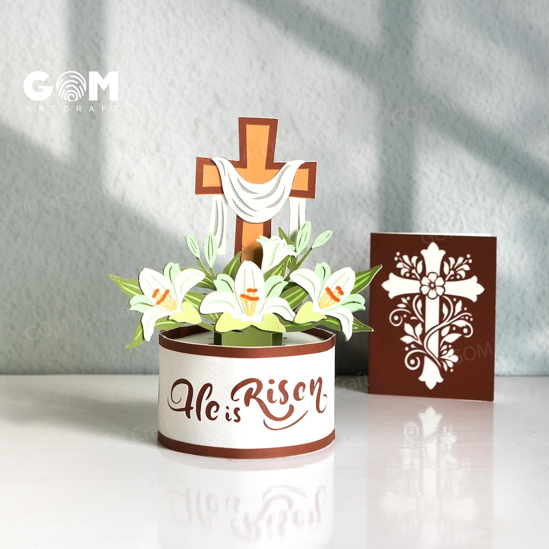 Resurrection Pop-up Card SVG, Easter Cross Card Template, 3D Paper ...