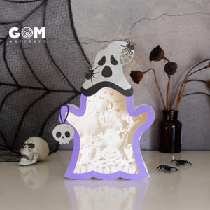 Set 3 Ghost Shadow Box - Halloween Paper Cutting Template - Lantern ...