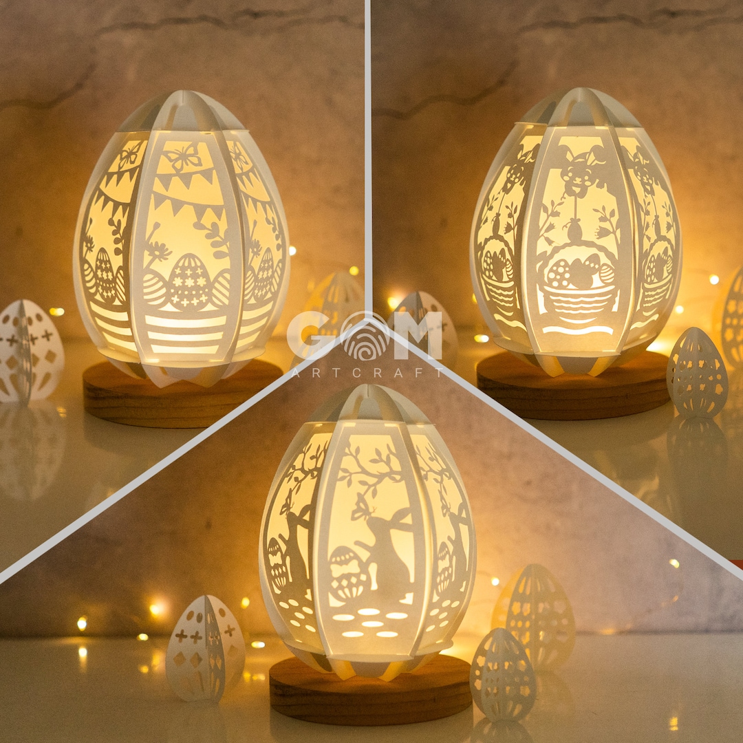 Pack 3 Easter Bunny Lantern SVG - Easter Egg Lantern for Easter ...