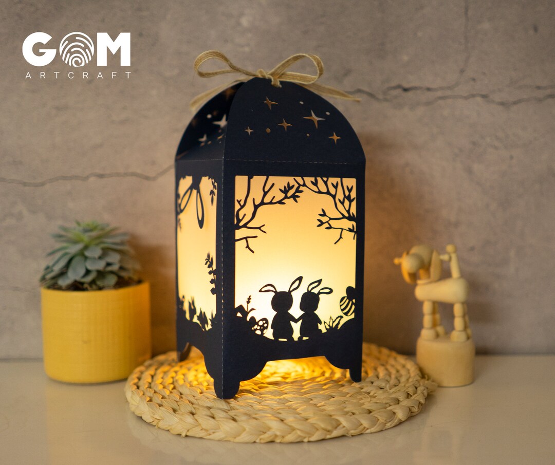 Easter Bunny Lantern Template - Happy Easter - Paper Cut - Light Box ...
