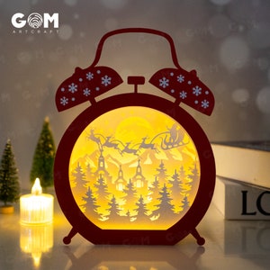Pack 3 Christmas Clock Shadow Box SVG - Christmas Shadow Box Template ...