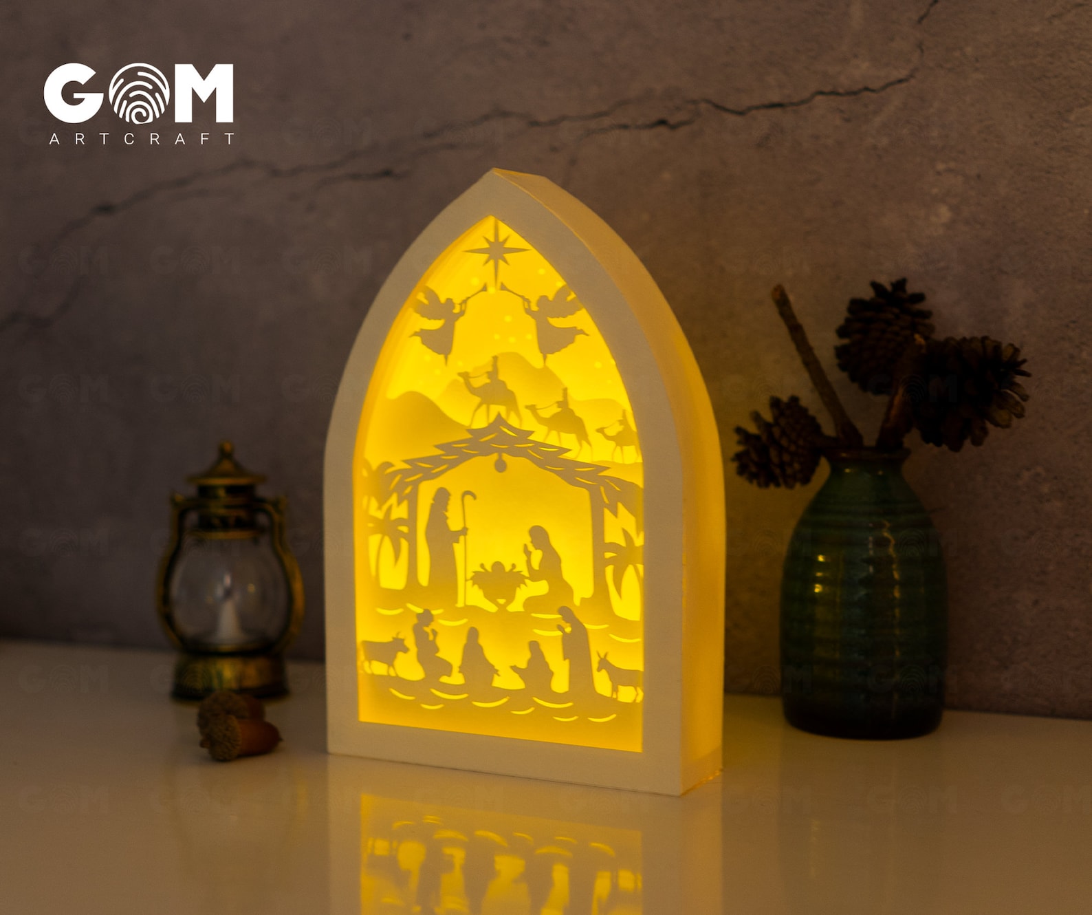 Nativity of Jesus Domed Shadow Box SVG - Paper Cut Template - Light Box ...