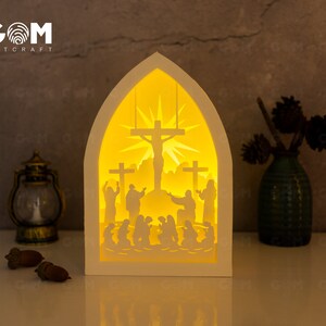 Jesus on Cross Domed Shadow Box SVG - Paper Cut Template - Light Box ...