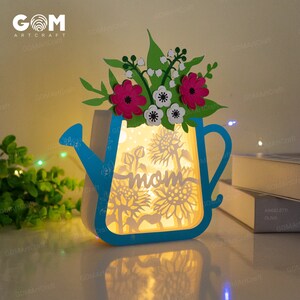 Mom Shadow Box SVG - Flower Vase Lantern PDF, SVG for Cricut Projects ...