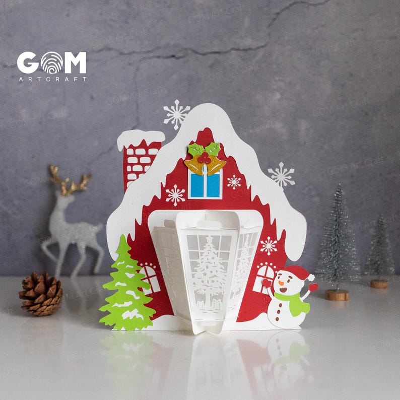 Set 3 Church Lantern, Gingerbread House Lantern, Snow House Template ...